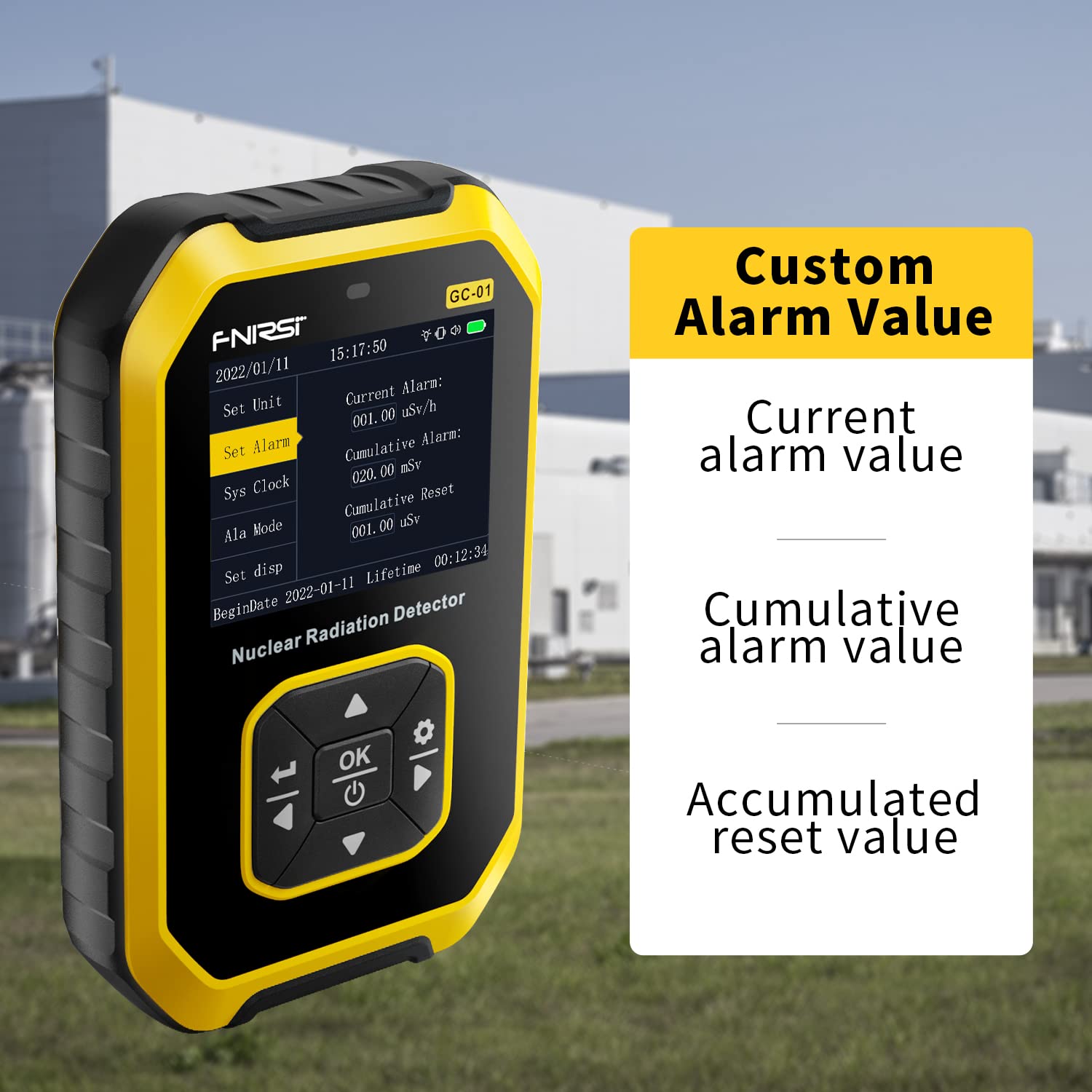 Geiger Counter Nuclear Radiation Detector - FNIRSI Radiation Dosimeter with LCD Display, Portable Handheld Beta Gamma X-ray Rechargeable Radiation Monitor Meter, 5 Dosage Units Switched