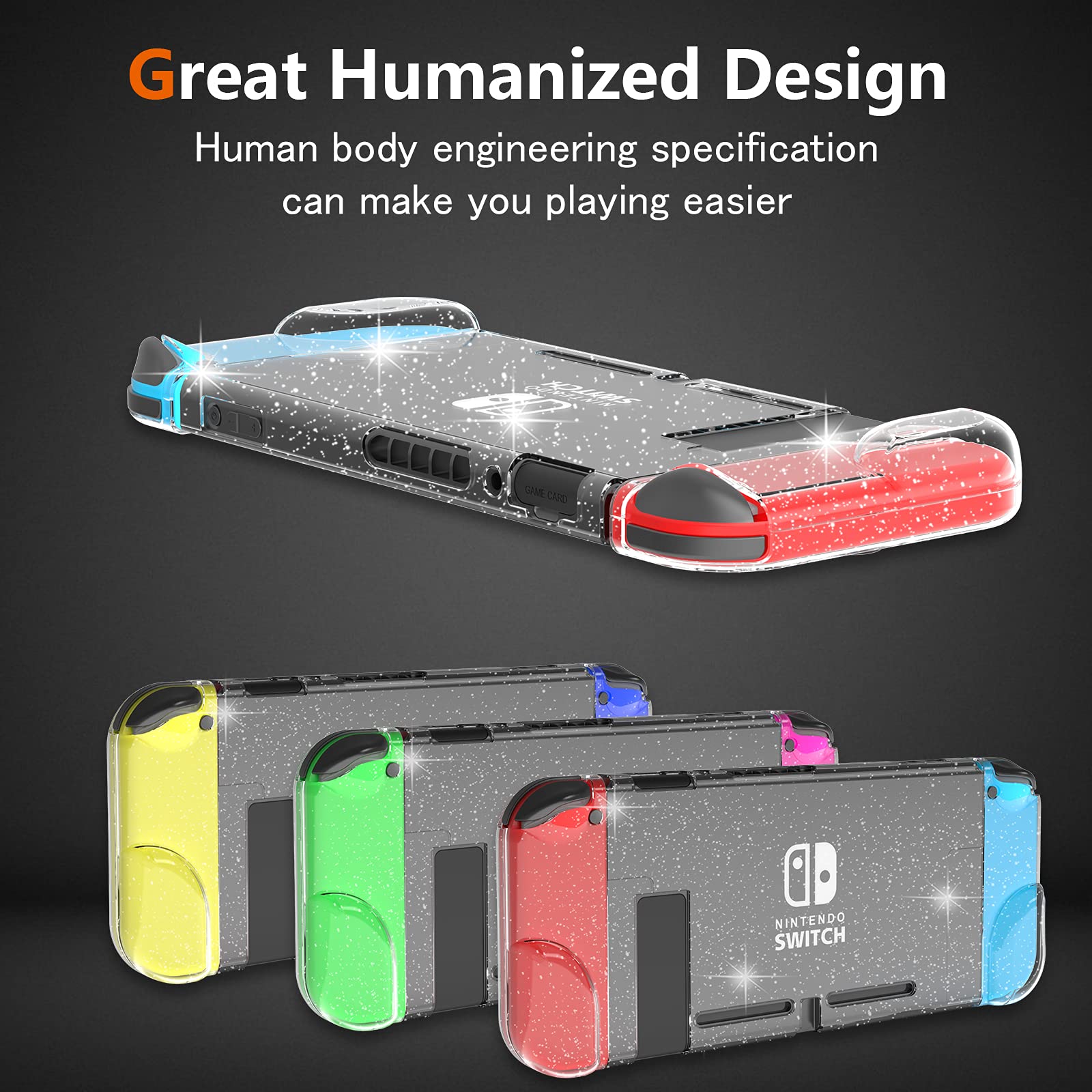 Daydayup Kickstand Protective Case for Steam Deck, Cover Protector with Stand Base, Full Protective Cover Case Compatible with Vavle Steam Deck Accessories, Non-Slip and Anti-Scratch Design,Glitter