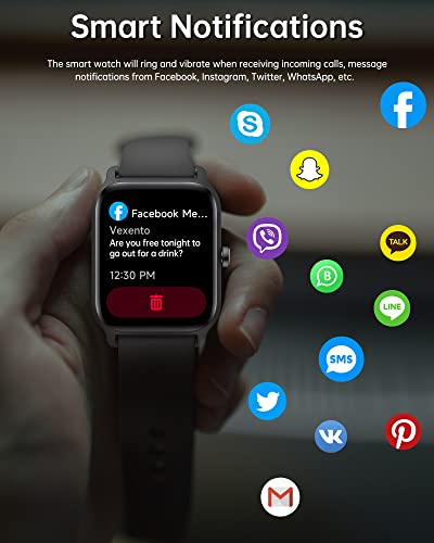 Smart Watch for Men Women (Answer/Make Call), 1.8" Touch Screen Activity Trackers for Android iPhone Compatible with Alexa Built in, Fitness Heart Rate Blood Oxygen Sleep Monitor, IP68 Waterproof
