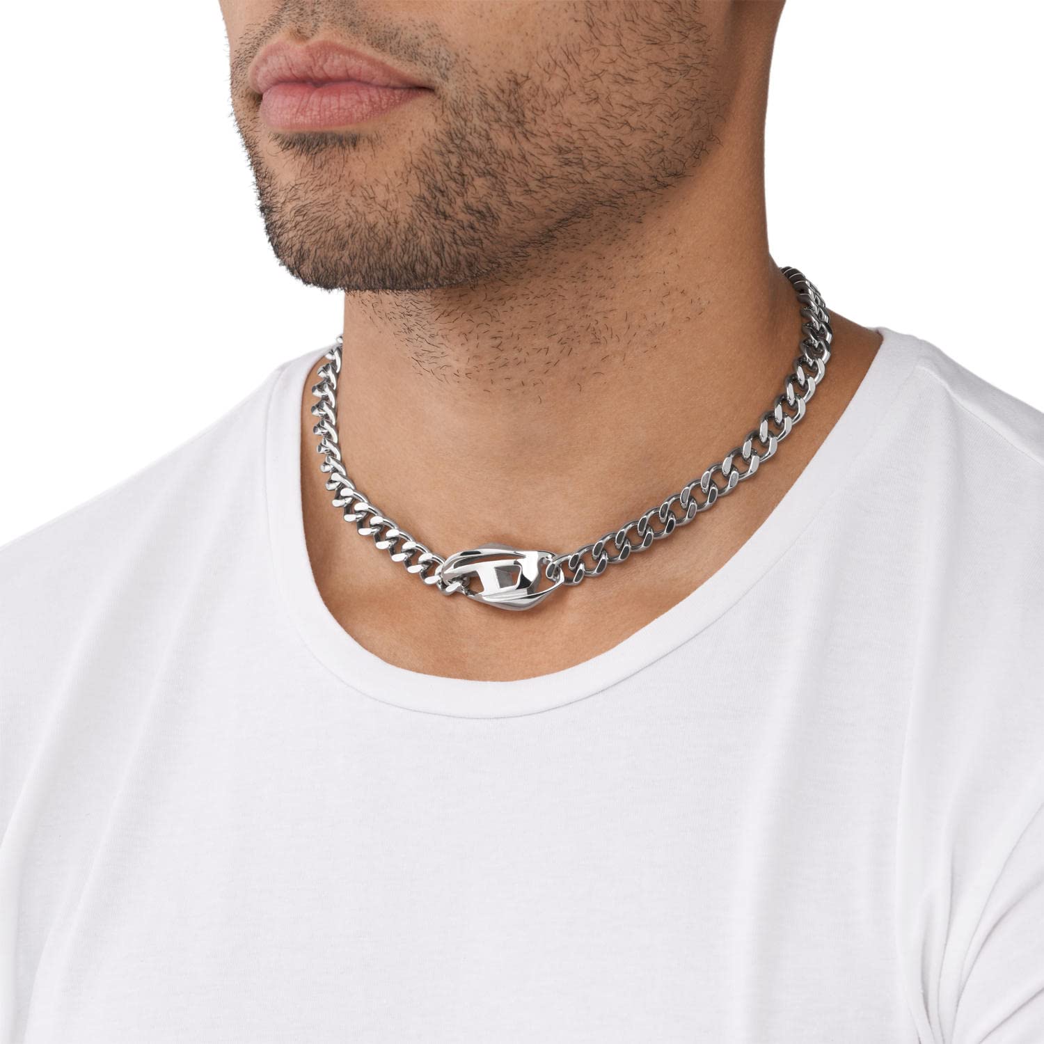 Diesel All-Gender Stainless Steel Chain Necklace, Silver (Model: DX1412040)
