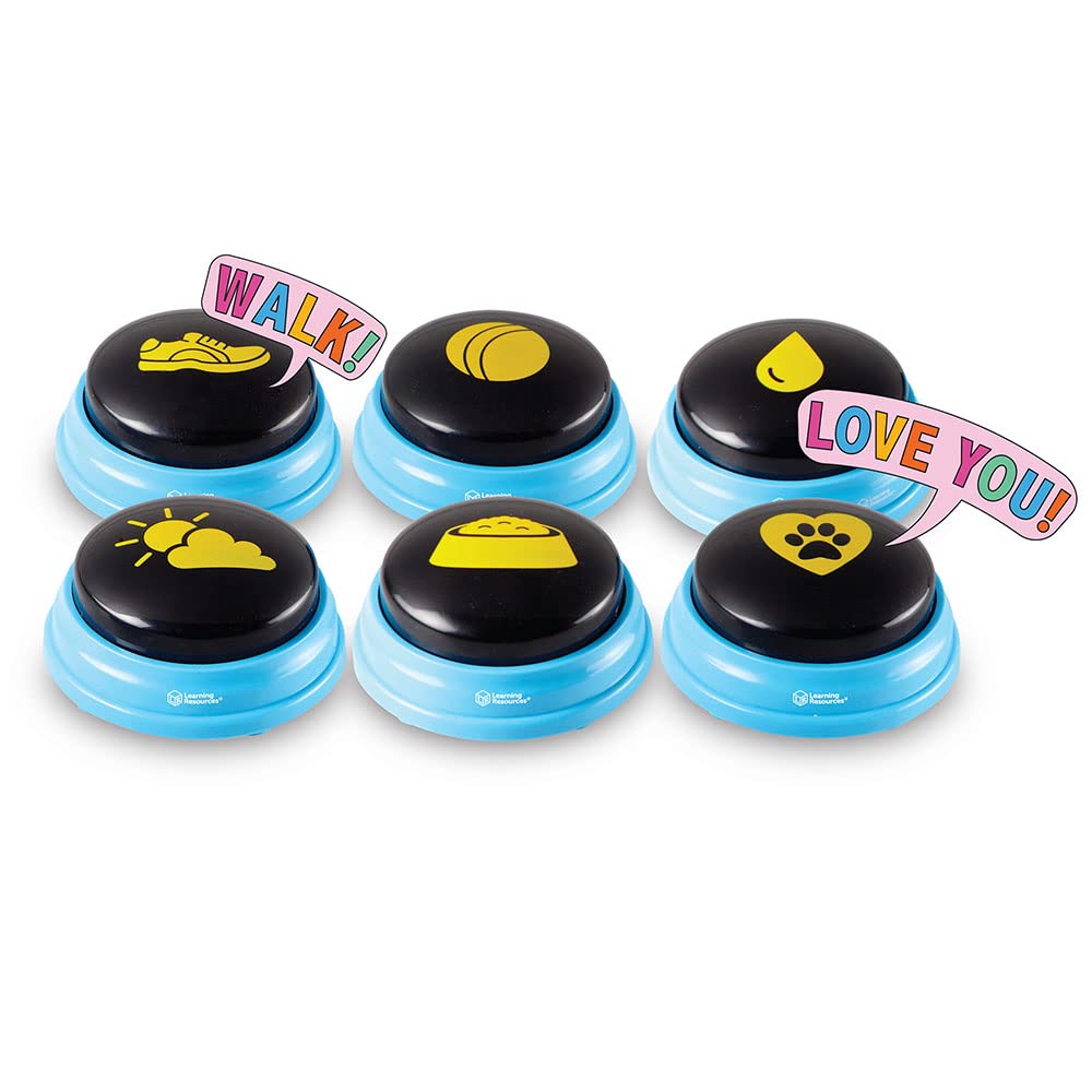 Hunger For Words Talking Pet Essential Words - 6 Piece Set Pre-Recorded Speech Buttons for Dogs, Dog Buttons for Communication