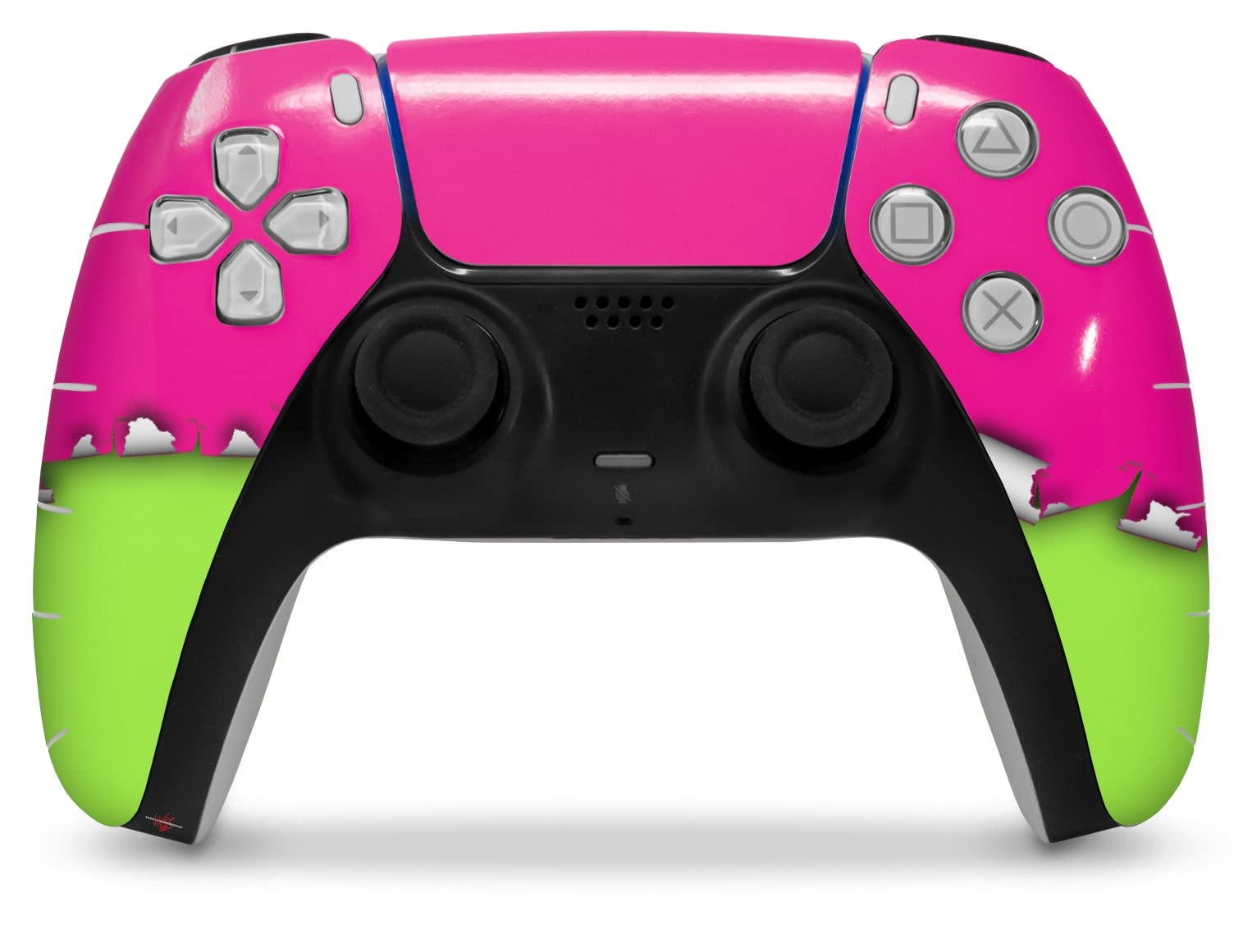 WraptorSkinz Skin Wrap compatible with Sony PS5 DualSense Controller Ripped Colors Hot Pink Neon Green (CONTROLLER NOT INCLUDED)