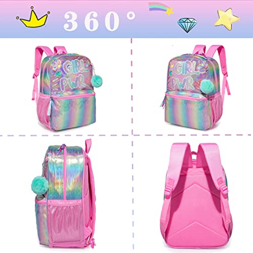 HTgroce Girls Backpack with Lunch Box Kindergarten Backpack for Girls Elementary Bookbag for Students School Preschool Toddler Backpack Set Girls Preschool School Bag with Lunch Box Pencil Case
