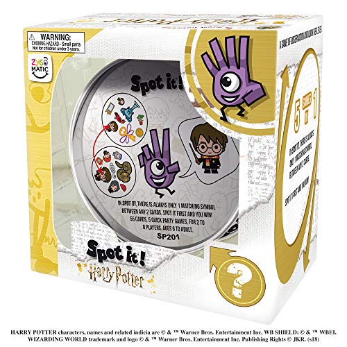 Spot It! Harry Potter Card Matching Game | Fun Family Game Night | Travel Game for Ages 6+ | 2-8 Players | 15 Min Playtime | By Zygomatic