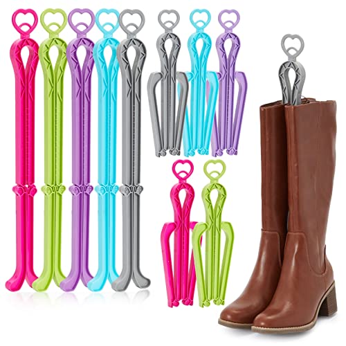 Juvale 10 Pack Adjustable Boot Shapers for Tall Boots, Below-the-Knee Boots Support Stand, Folding Boot Inserts for Women and Men, Storage Solutions, 5 Colors (13 x 4 Inches)