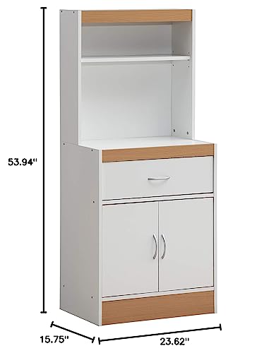 Hodedah Tall Open Shelves Kitchen Cabinet, White