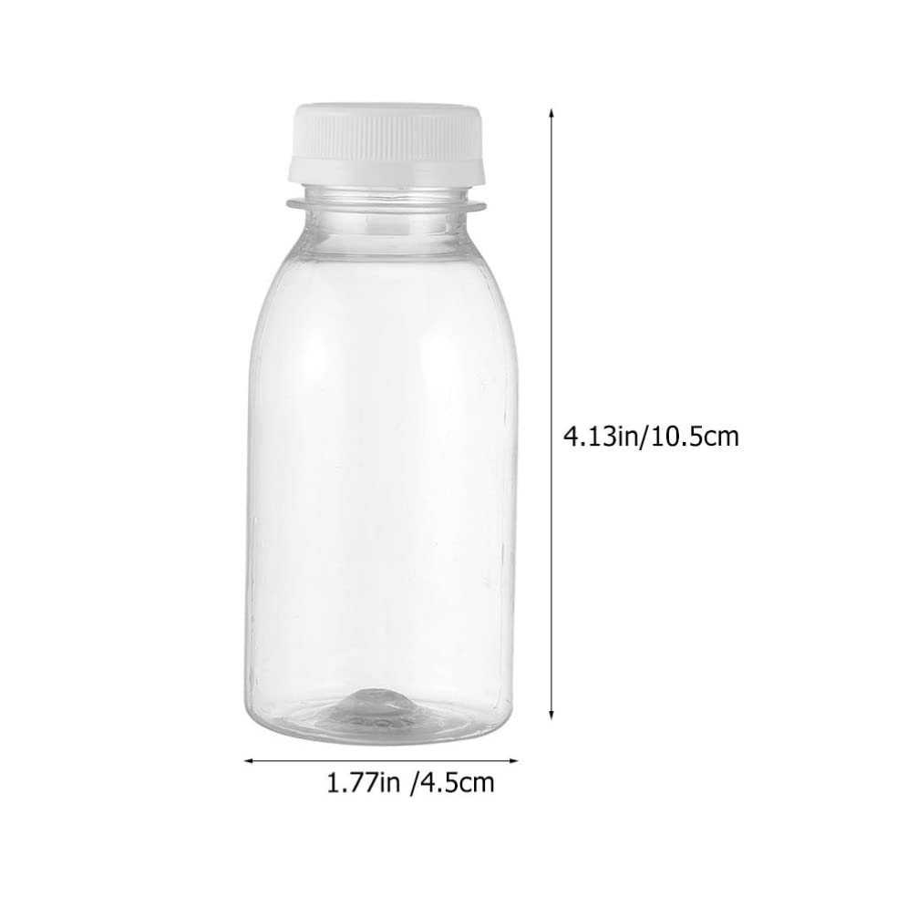 DOITOOL Plastic Juice Bottles with Caps - 15Pcs Reusable Juice Containers with Lids for Fridge - Clear Refillable Water Bottles Smoothie Bottle for Homemade Juices, Milk, Tea(100ml/3.4oz
