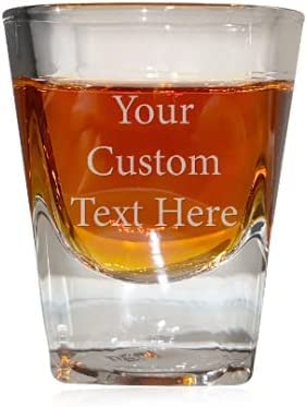Custom Text Shot Glass - Engraved Personalized Shot Glasses For Weddings, Birthdays, Groomsmen and Party Favors - Unique Shot Glasses, Square Shot Glass Party Favors (1 Pack-2oz Square Shot)