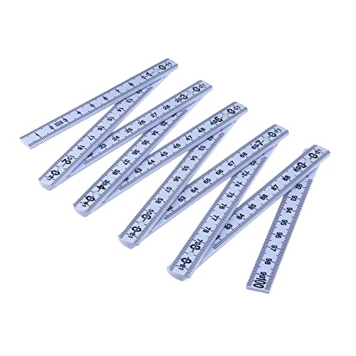 Faotup 2PCS White 1 Meter ABS Folding Ruler with Sliding Extension,Mini Folding Ruler,Small Folding Ruler,Folding Ruler Slide,Folding Rulers Measuring Tool,5.11×1.00×0.51Inches