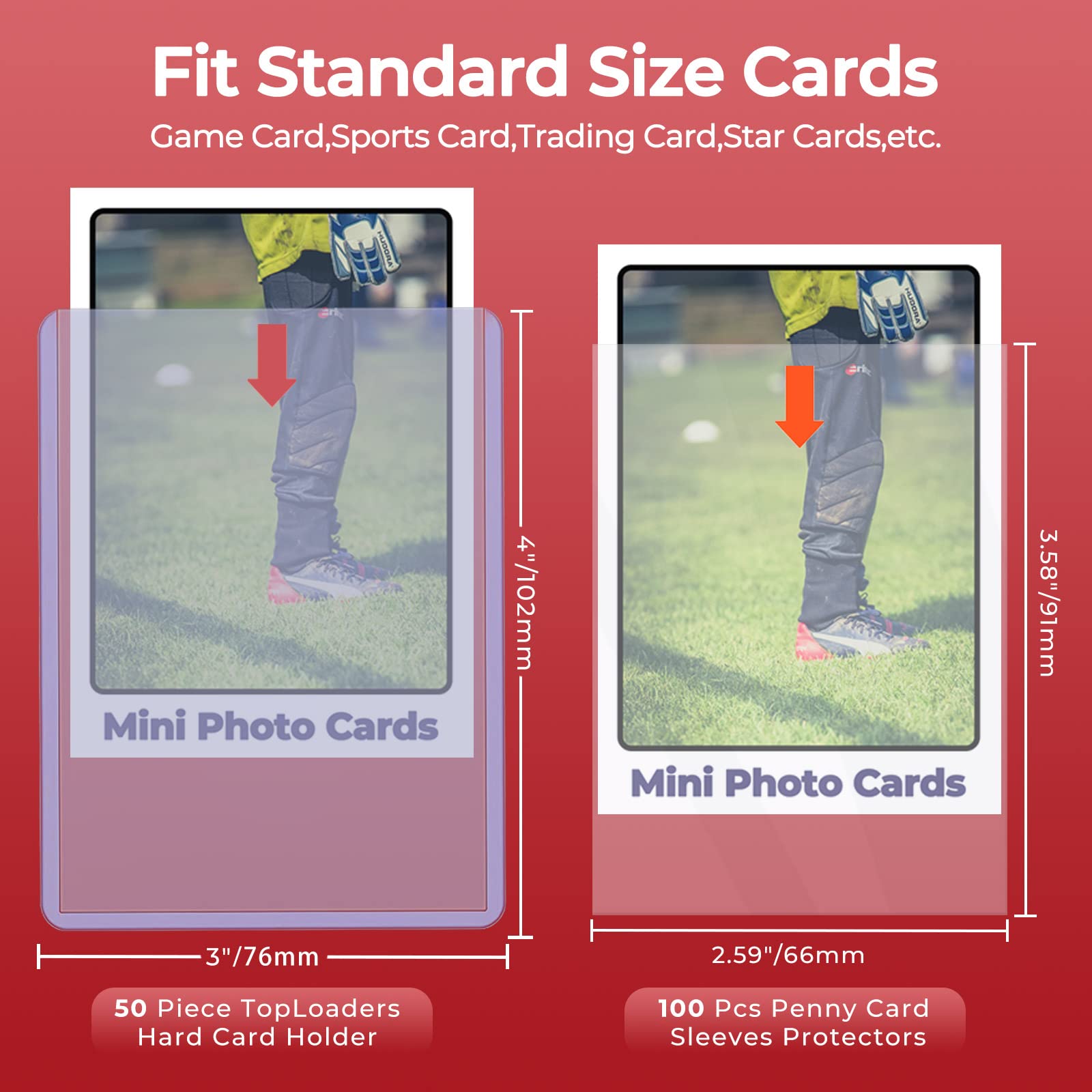 WANAVO 150 Pcs Hard Card Sleeves, 50 Piececard Sleeves Hard Plastic and 100 Piece Clear Soft Sleeves,for top loaders, Penny Sleeves, Baseball Card Protectors
