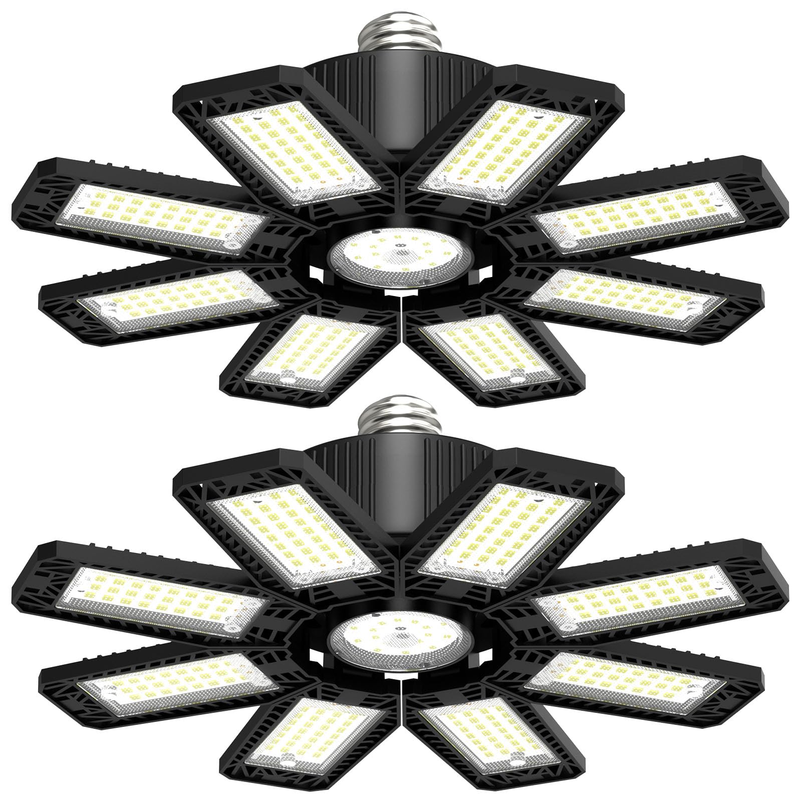 ISKYDRAW LED Garage Light 4 Pack - 240W 24000LM LED Garage Ceiling Lights with 8+1 Adjustable Panel 6500k LED Shop Light, Screw in E26/E27 Sockets for Garage, Warehouse, Shop, Basement, Storage Room