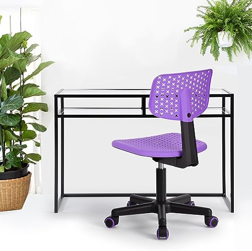 Homy Casa Inc PP Back Ergonomic Adjustable Design Armless Swivel Small Home Office Computer Desk Chair, Purple