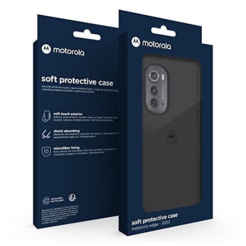 Motorola Moto Edge (2022) Soft Protective Case- Slim Fit- Silicone Coated Exterior, Microfiber Interior Lining, Precision Cutouts, Shock Absorbing Covers- Black [NOT for Edge Plus 2022]