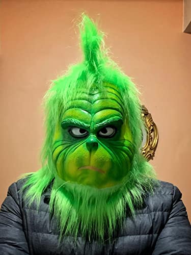 laleay Green Monster Mask and Gloves for Adult Thief Cosplay Props, Christmas Decoration