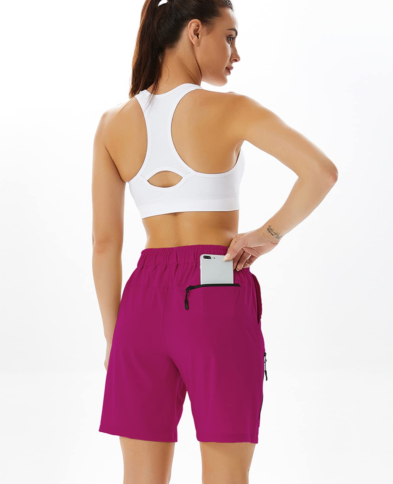 difficort Women's Hiking Cargo Shorts Quick Dry Lightweight Shorts for Women Running Golf Active Athletic Shorts with Zipper Pockets,Purple,Large