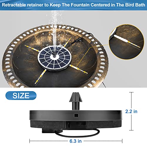 Mademax 3.5W Solar Bird Bath Fountains with 24-Hours Working, Solar and Plug-in Fountain Pump for Bird Bath with 4 Nozzles, Floating Solar Powered Water Fountain Pump for Bird Bath, Garden, Pond, Pool