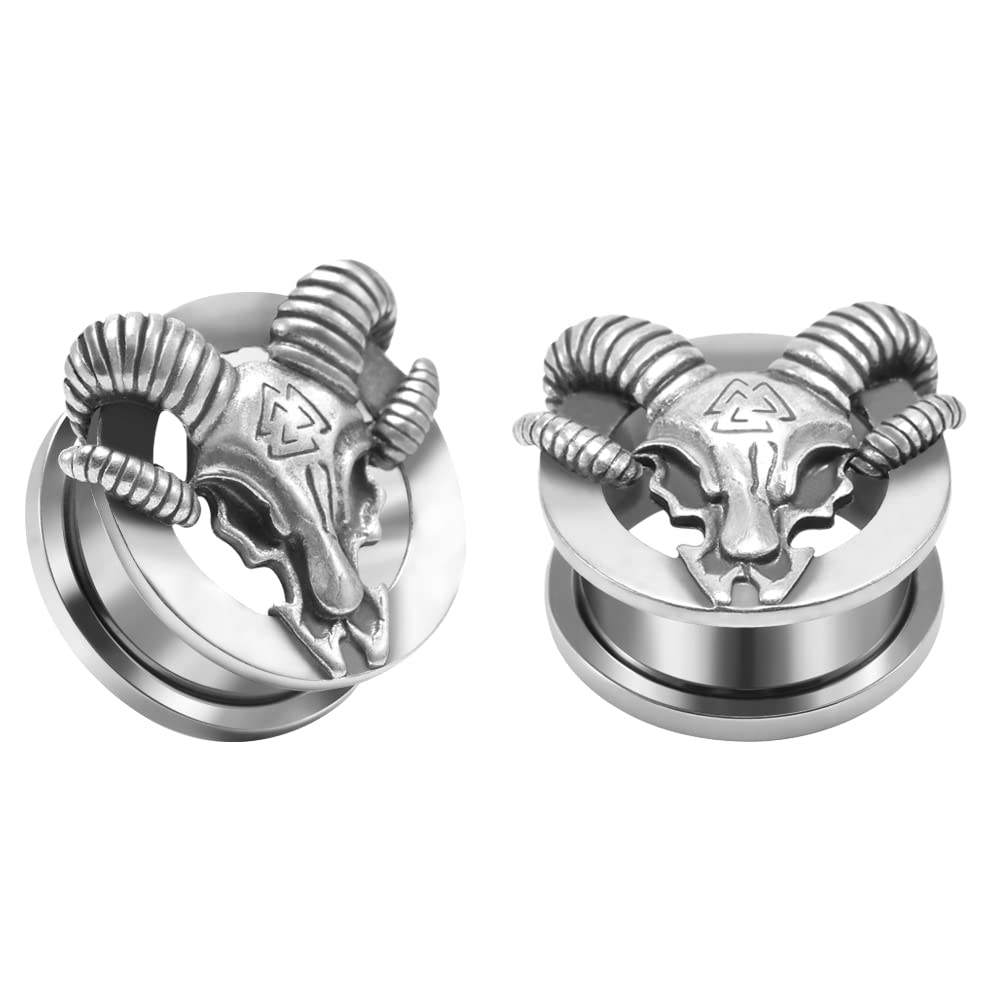 COOEAR Eyelet Ear Plugs Stainless Steel Tunnels Screw back Gauges Sheep Stretcher Expander Earrings Size 2g to 1 inch.