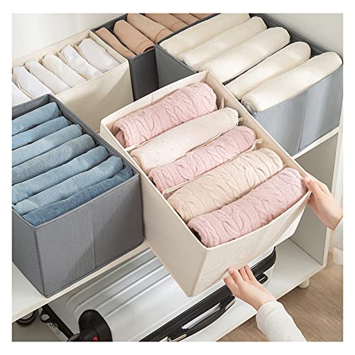 Wardrobe Clothes Drawer Organizers for Closet Clothing T-shirts Jeans Foldable 5 Grids, 2 Pack