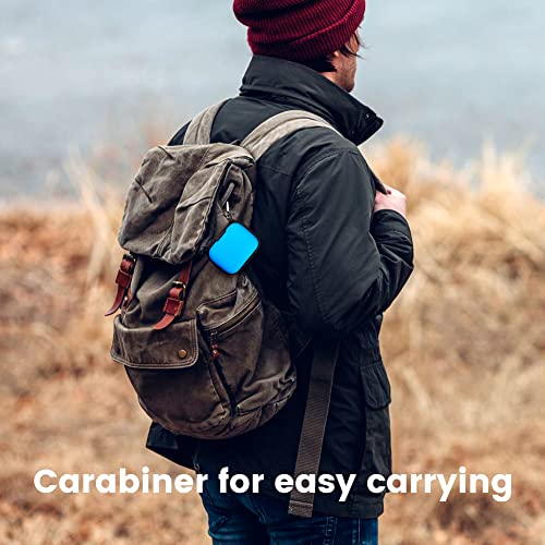 Earphone case, RISETECH Earbud Carrying Case Holder Hard EVA Headphone Small Zipper Pouch Compatible with Beats Fit Pro, TOZO A1, Bose Soundsport, EarPods, AirPods, Sony Wired Earbuds with Clip -Blue