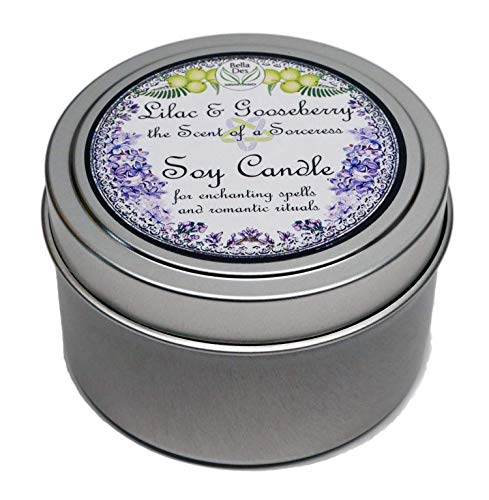 Lilac and Gooseberry Scented Soy Candle Tin | 5 ounces Hand Poured | Clean Burning Soy Wax | Yennefer Scent of a Sorceress by Bella Des Natural Beauty