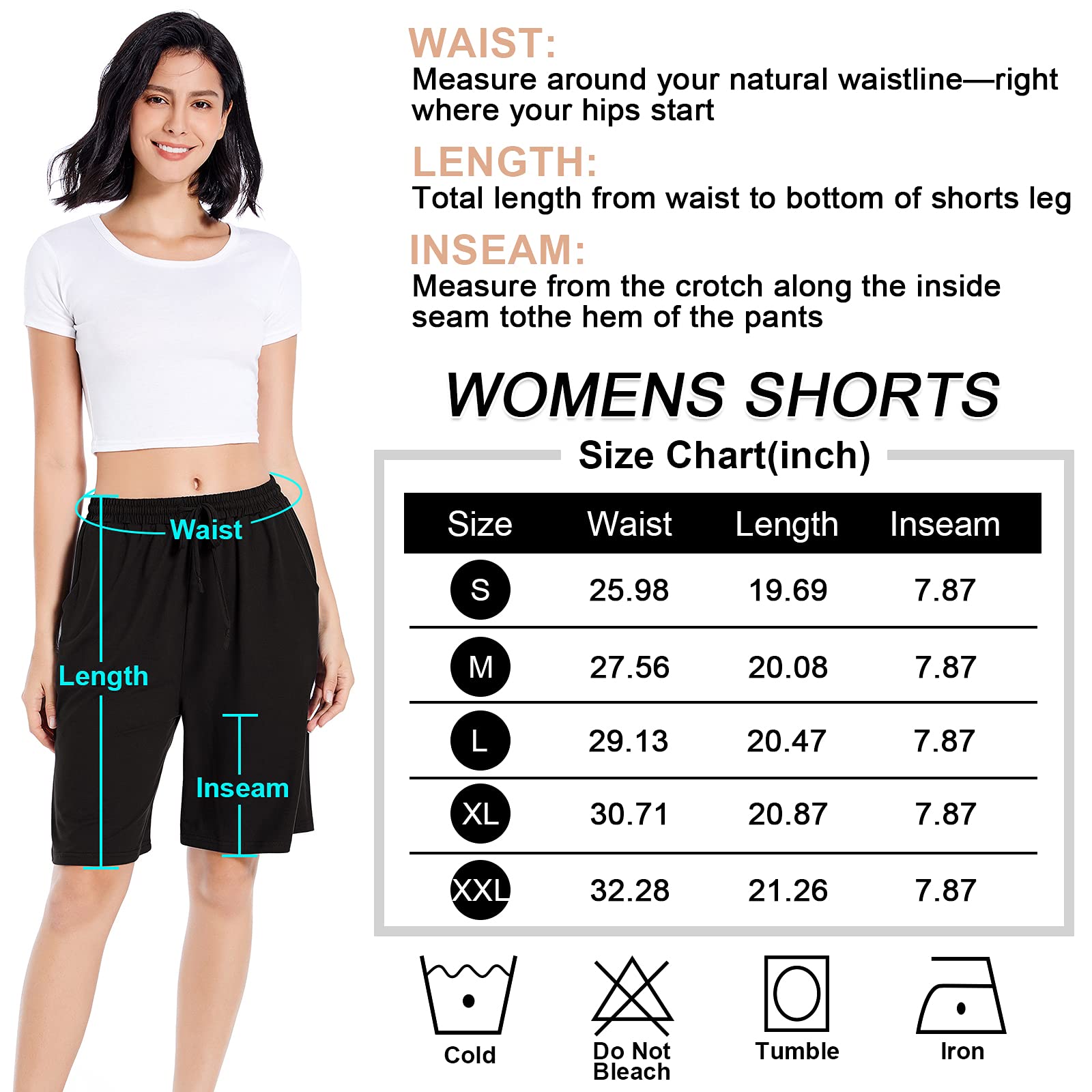 CULAYII Women's Workout Shorts, Gym Sets Long Athletic Bermuda Shorts Biker Running Lounge Pajamas Shorts with Pockets Lake Blue…