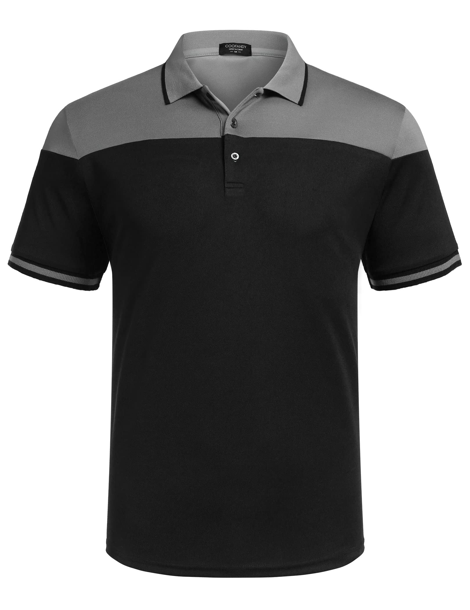 COOFANDY Men's Short Sleeve Polo Shirts Casual Slim Fit Basic Designed Shirts Pat 1 X-Large