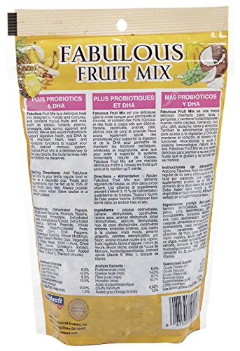 Sun Seed Company Bss59205 Fabulous Fruit Mix Parrot Treats Pouch, 12-Ounce