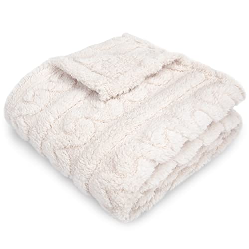 HOMRITAR Baby Blanket for Boys or Girls 3D Fluffy Fuzzy Blanket for Baby, Soft Warm Cozy Flannel Fleece Warm Blanket, Infant or Newborn Receiving Blanket 330GSM (30 x 40 Inch, Cream)