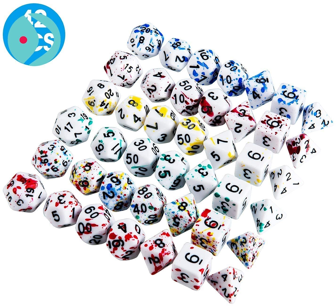 DND Retro Dice Set Polyhedral - IDTQ Dungeons and Dragons Imitation of Old Purple Red White Black Blue Yellow Green Dice Set RPG MTG Table Games 6sets D4 D6 D8 D10 D12 D20
