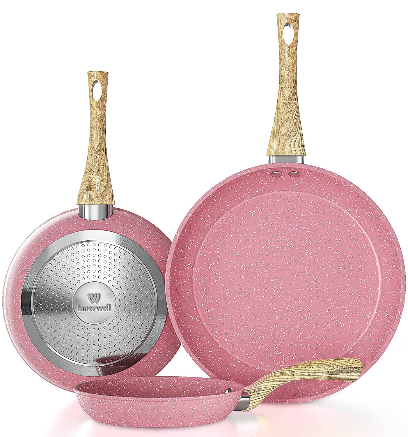 Frying Pan Set Non Stick Frying Pans, 8"+9.5"+11" Nonstick Skillet Set Omelette Pans, Healthy Granite Coating Nonstick Pans Set Fry Pan Set With Bakelite Handle, Induction Compatible, PFOA Free