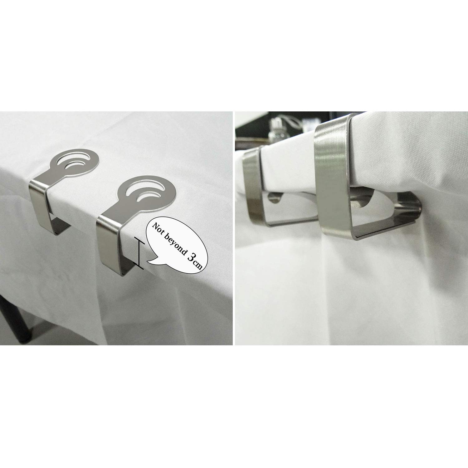 Honbay 4PCS Stainless Steel Silver Thickened Strong Cloth Clip,Tablecloth Clamp Holder, Table Cover Clamps,Table Cloth Holders, Table Cloth Clips Holders for Outdoor and Indoor (Moon)