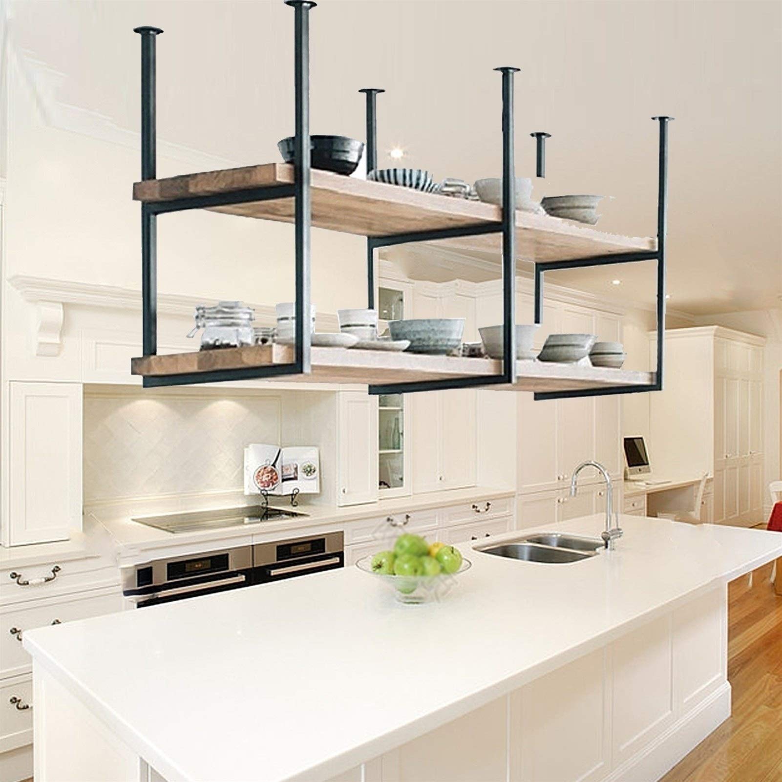 Floating Shelves,Rustic Ceiling Shelf Brackets 2 Layer,Wall-Mounted Decorative Rack for Bar Restaurant,Hanging,Easy to Install ( Size : 80*30*60cm )
