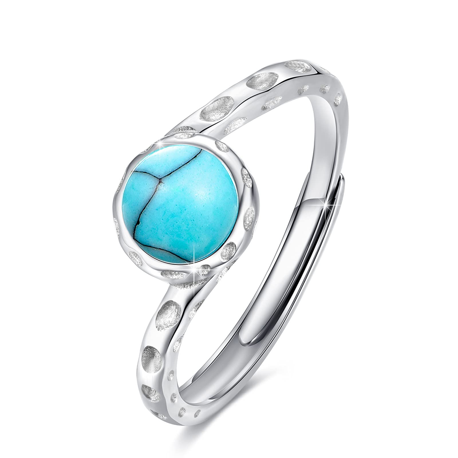 CUOKA MIRACLE Turquoise Ring for Women 925 Sterling Silver Synthetic Turquoise Ring Open Ring Adjustable Ring Gift for Women