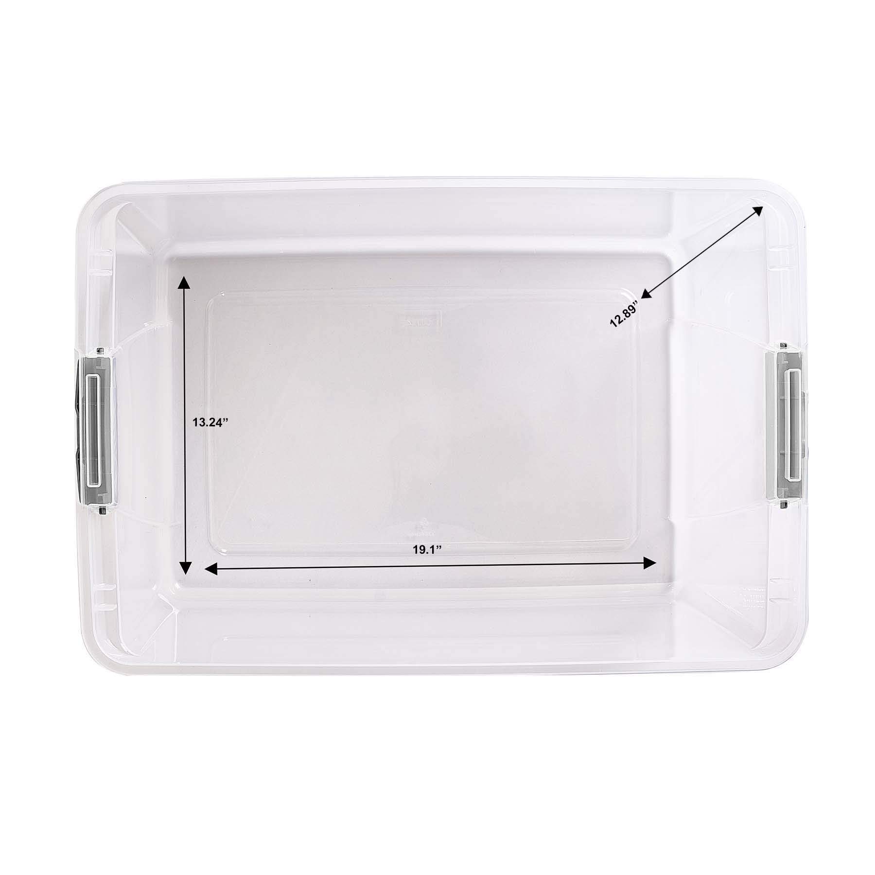HOMZ X Large 64 Quart Clear Plastic Storage Container with Lid, Snaplock Blue Lid and Grey Latches, 3 Pack
