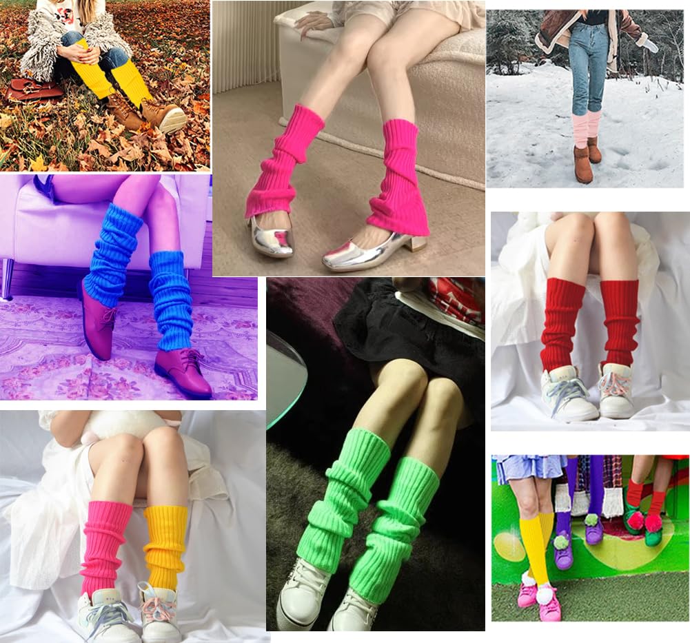 CHUNG Adult Women Juniors Knitted Leg Warmers Neon Party Accessory (One Size, Brown)