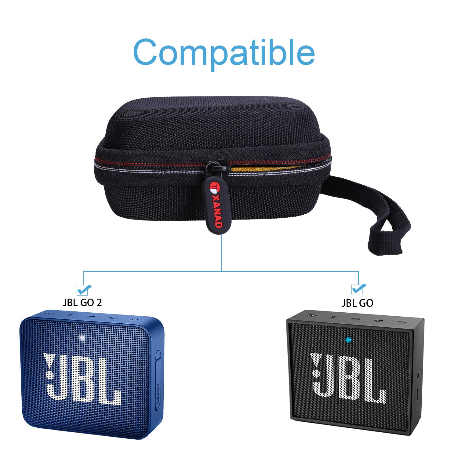 XANAD Hard Case for JBL GO or JBL GO 2 Speaker - Travel Carrying Storage Protective Bag (Blue)