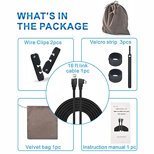 Compatible Oculus Quest 2 Link Cable, Bilitech Oculus Link Cable 16 ft, Super-Reliable PC VR Link& 5Gbps Transfer Rate& 3A Charging Rate, USB 3.0 Type A to C Cable for VR Headset and Gaming PC