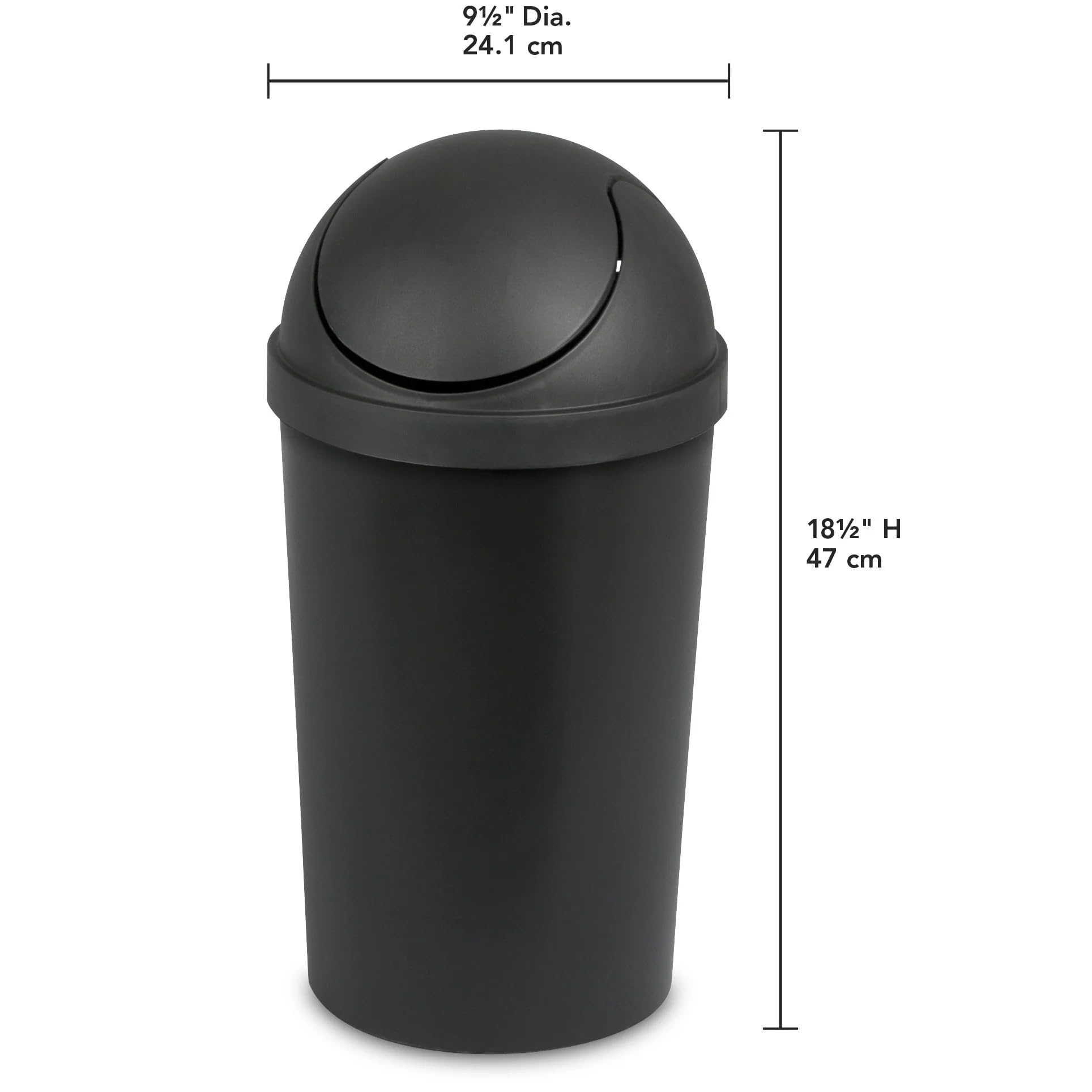 DqOasd 3 Gallon Round Wastebasket with Lid, Small Plastic Trash Can for The Bathroom, Bedroom, Dorm or Home Office, Black