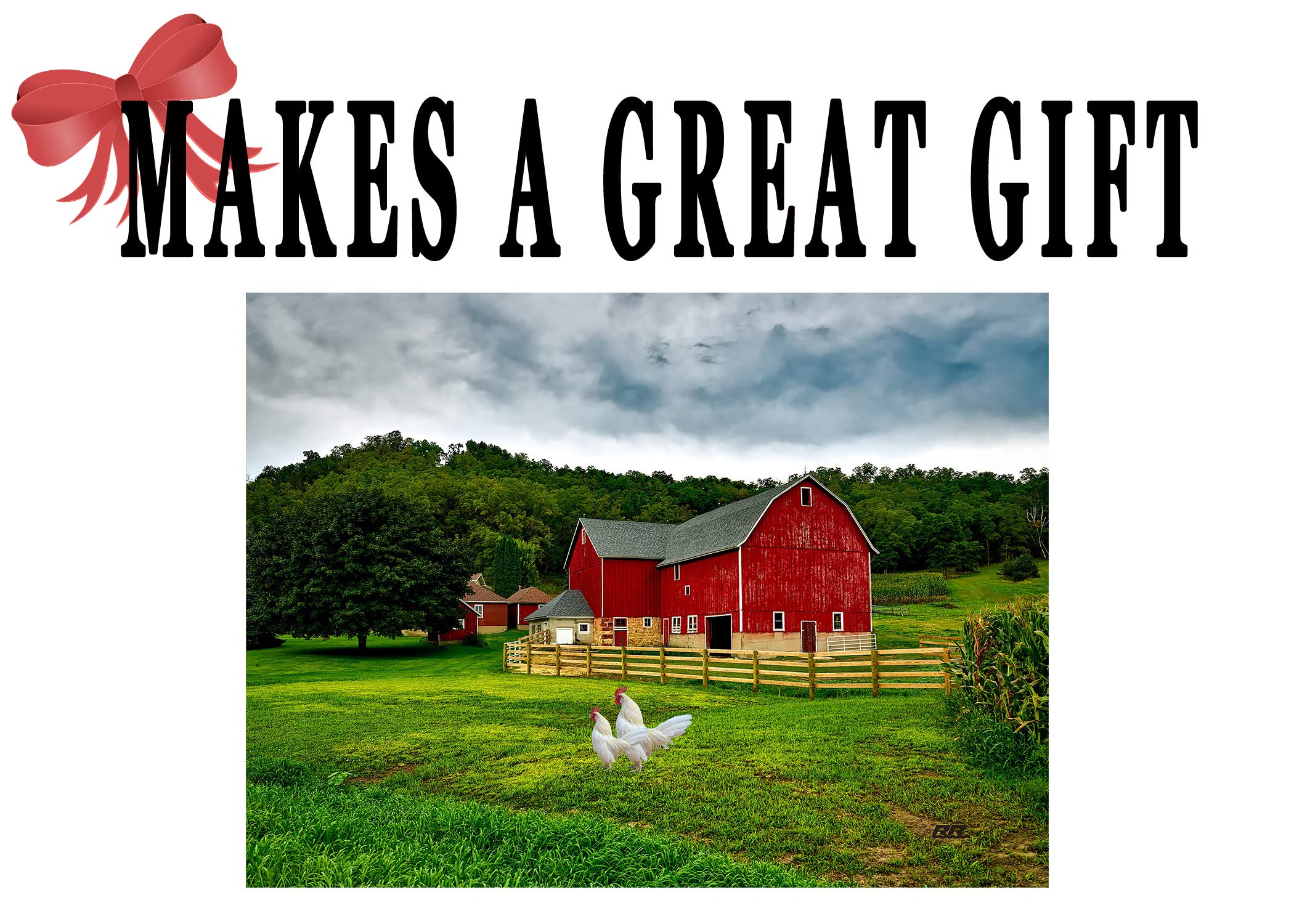 Farm Red Barn Kitchen Glass Cutting Board Barn Decorative Gift Farmhouse Ranch Piglets Design