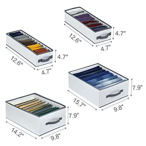 SOLARVALLEY Drawer Organizers for Clothing,Underwear Drawer Organizer Clothes,Clothes Organizer for Folded Clothes,Wardrobe Clothes Organizer for Jeans,sock,Sweaters,t-Shirt,Underwear (8+9+8+11Grids)