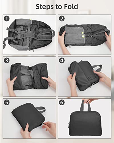 MULISOFT 30L Travel Packable Backpack, Foldable Hiking Backpack for Men & Women, Water-Resistant Lightweight Backpack for Camping, Outdoor, Cycling, Daypack with 8 Compartments