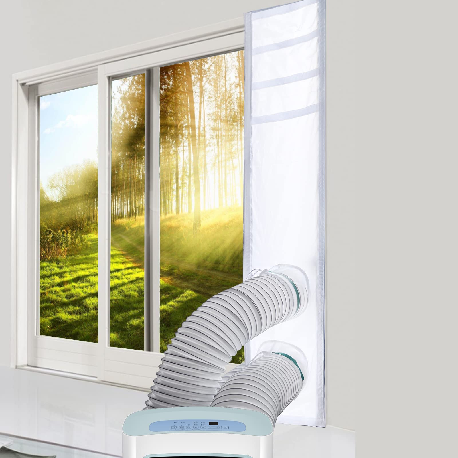 Federedevo Window Seal for Portable Dual-hose Air Conditioners, 25 * 102~162cm 100% Sealing Effect AC Window Seal Vent Kit