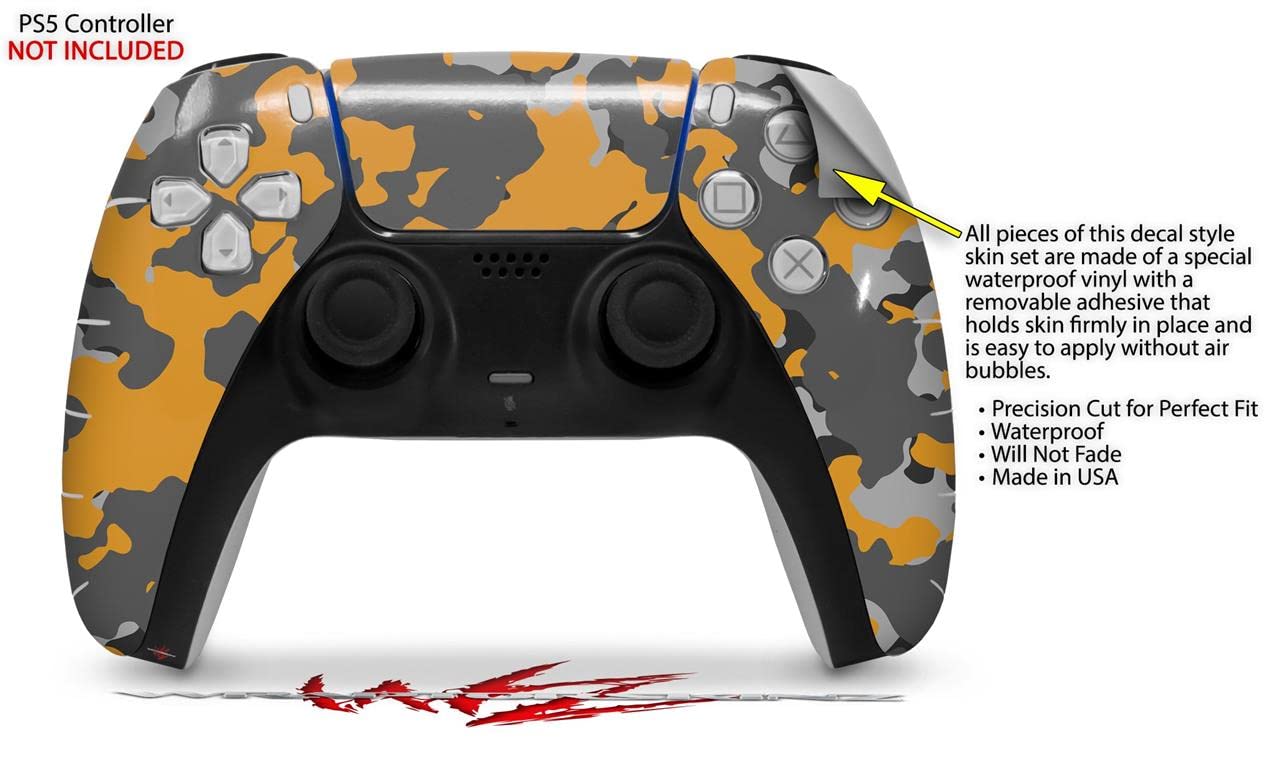WraptorSkinz Skin Wrap compatible with Sony PS5 DualSense Controller WraptorCamo Old School Camouflage Camo Orange (CONTROLLER NOT INCLUDED)