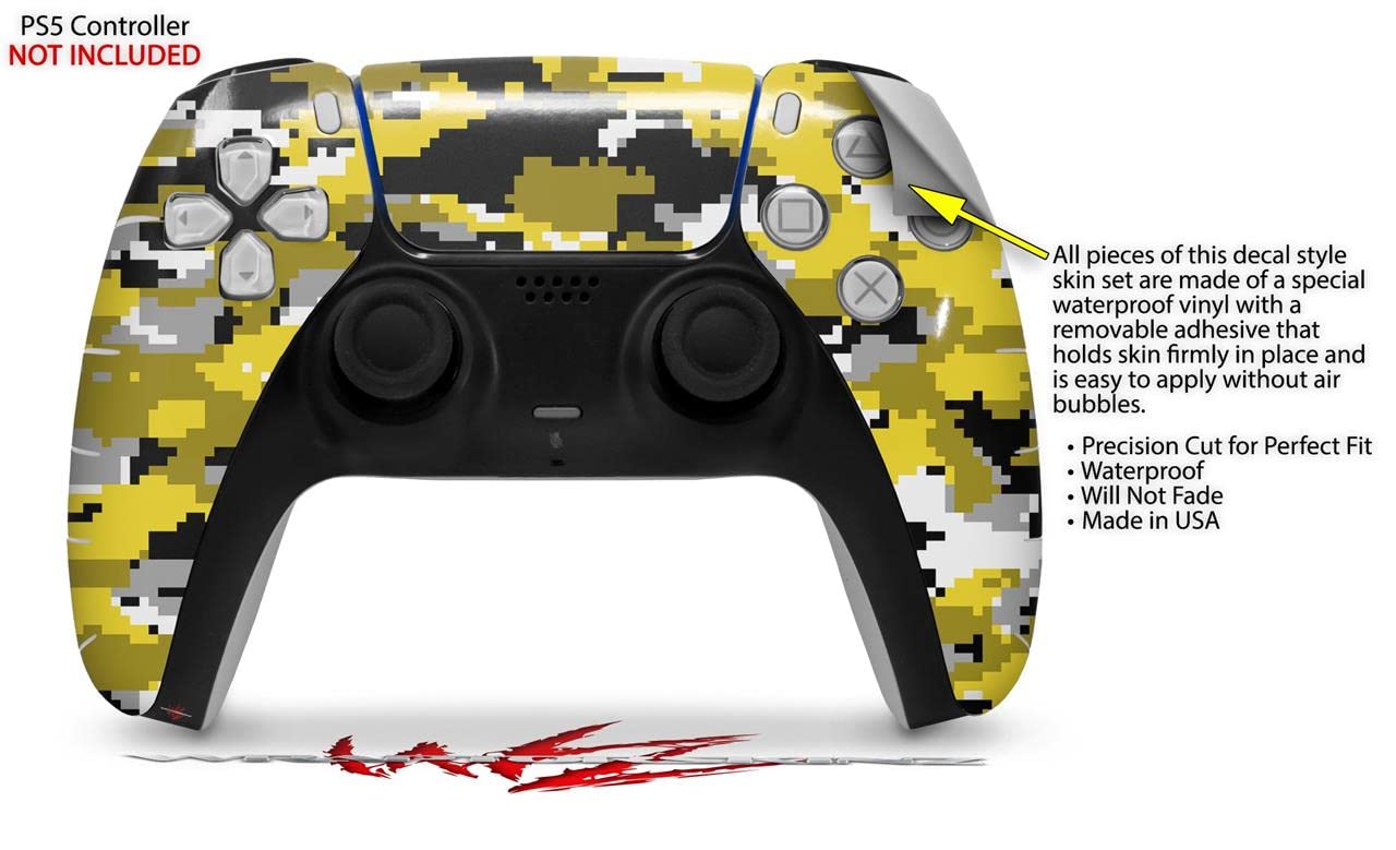 WraptorSkinz Skin Wrap compatible with Sony PS5 DualSense Controller WraptorCamo Digital Camo Yellow (CONTROLLER NOT INCLUDED)