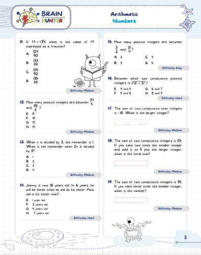 Math Practice Workbook Grades 6-8: 1000+ Questions You Need to Kill in Middle School by Brain Hunter Prep (Arithmetic, Algebra, Geometry, Measurement, ... more in Kill It Series by Brain Hunter Prep)