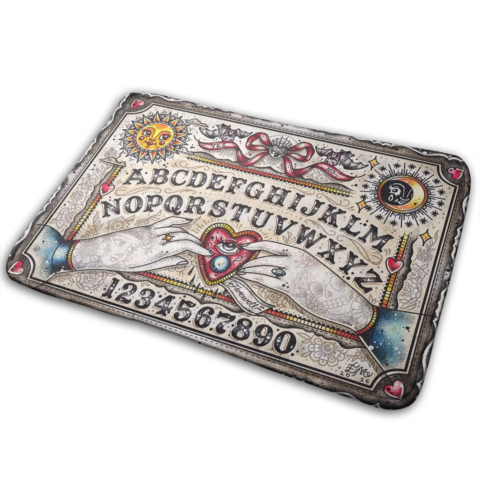 Sharkiss Welcome Door Mats Witch Devil Ouija Board Sun and Moon Outdoor Indoor Doormats Floor Mat Home Carpets Rug for Entrance Front Kitchen Bedroom Garden Bathroom 15.7 X 23.6 Inch, White, One Size