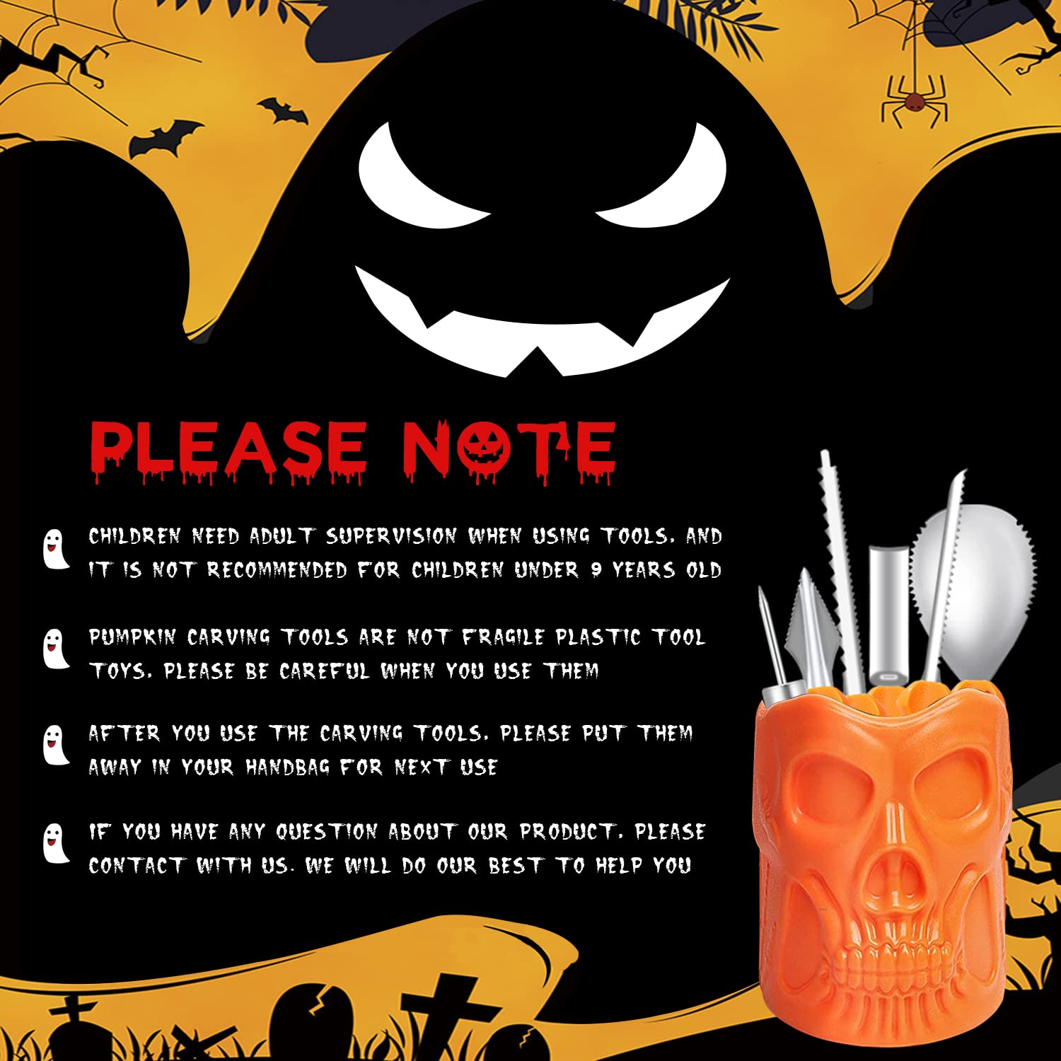 Dolirapa Mural Wall Art Pumpkin Carving Kit with Pack - 6 PCS Professional Carving Tools Jack O Lantern Party Stainless Steel Pumpkin Knife Cutting Tool Set,With Thick Handbag