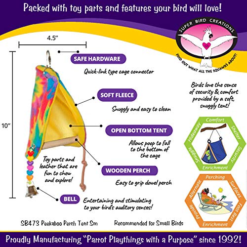 Super Bird Creations SB473 Peekaboo Perch Tent, Small Bird Size, 10β x 4β x 4.5β