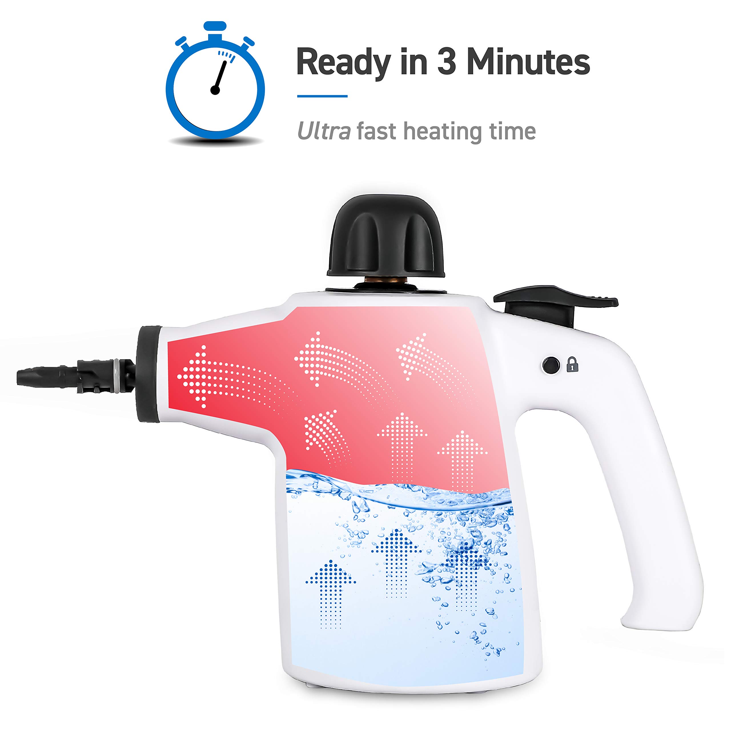 COMMERCIAL CARE Handheld Steam Cleaner, 9-Piece Accessory Set, White, Steamer for Cleaning, Couch Cleaner, Steam Cleaner Carpet and Upholstery