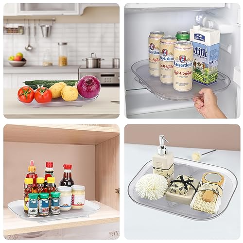 Square Lazy Susan for Refrigerator, ANTAND Rectangle Lazy Susan Organizer Turntable for Cabinet Clear Rectangular Lazy Susan Kitchen Organizer for Refrigerator Pantry Kitchen Countertop Vanity Display
